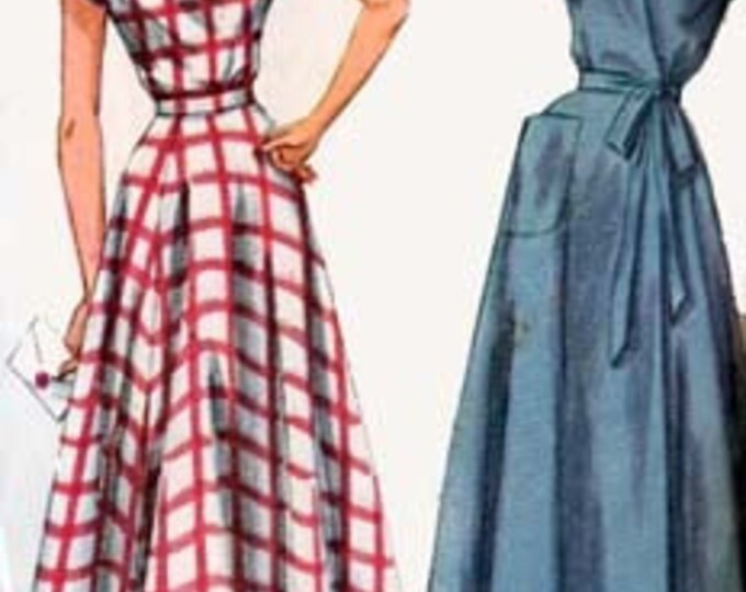 Vintage 40s Simplicity 2842 PLUS Size Wrap Around Housecoat Dress ...