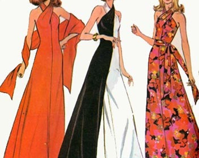 Vintage 70s Mccalls 3419 DISCO HALTER Jumpsuit or Dress and Stole ...