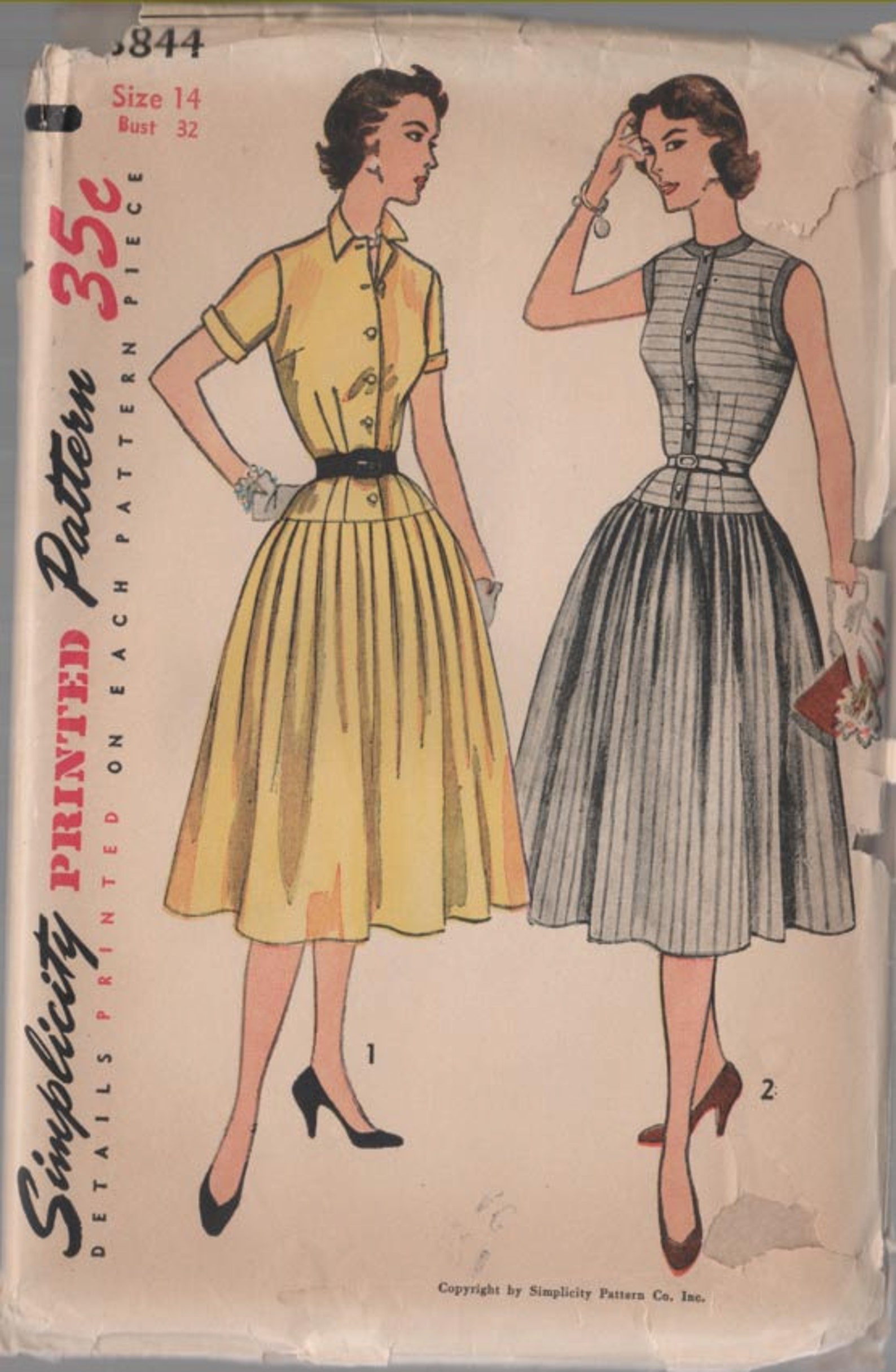 Vintage 1950s Dress Sewing Pattern with Fitted Dropped Waist | Etsy