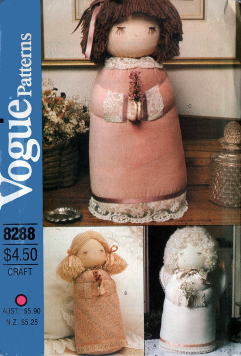 Vintage 1980s Stuffed Decorative Doll Sewing Pattern Vogue 80s Craft ...