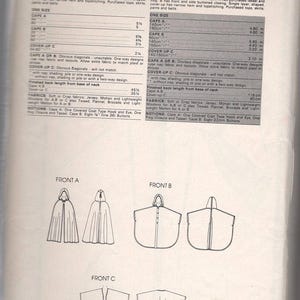 Vintage 80s Misses' Easy Sew Capes and Cover-up, Hooded Cape, Front ...
