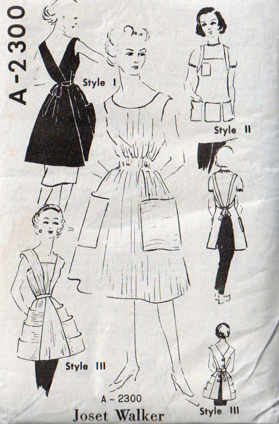 Vintage 50s RARE Glamour Aprons by Joset Walker 3 Styles Including ...