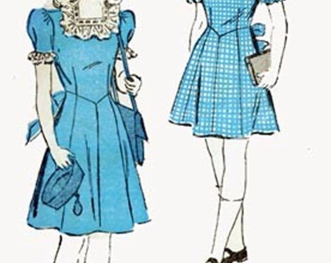 Vintage 1940s Girls Frilly Sunday Frock/dress Sewing Pattern Advance ...