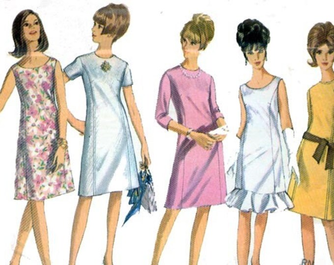 Vintage 60s Simplicity 6492 MOD Princess Line Dress Sewing Pattern Size ...