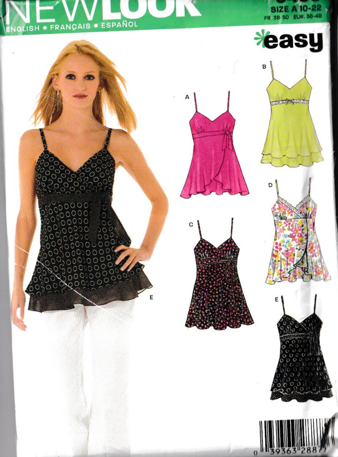 Summer Top Sewing Pattern UNCUT New Look 6466 Sizes 10-22 UNCUT - Etsy