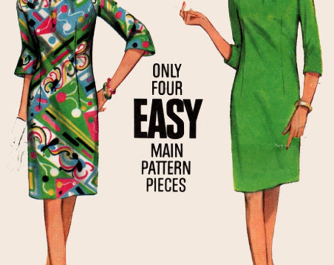 Fitted Shirred Neckline Sheath Dress Butterick 4312 Vintage - Etsy