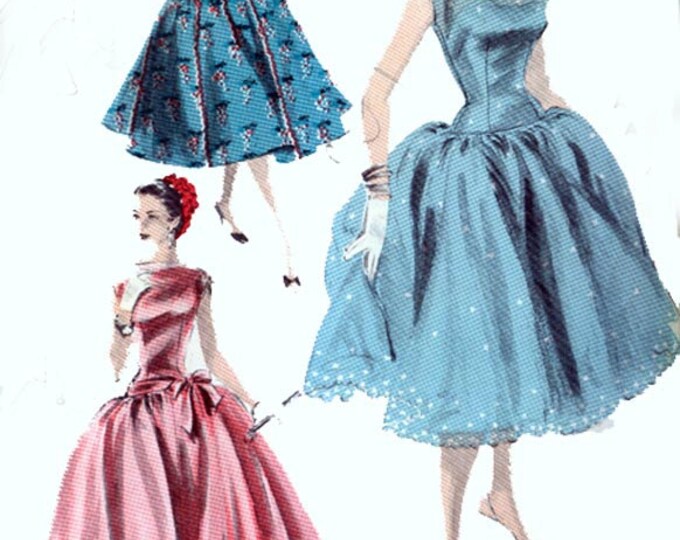 Vintage 50s Sewing Pattern Butterick 7618 STUNNING Evening Gown or ...