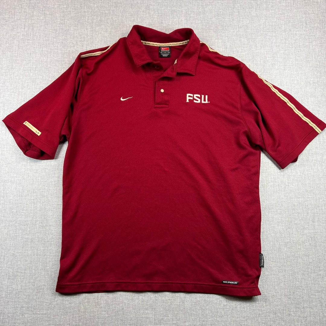 Nike Team Y2K FSU Florida State Seminoles Polo Shirt Men L Sphere Dry ...