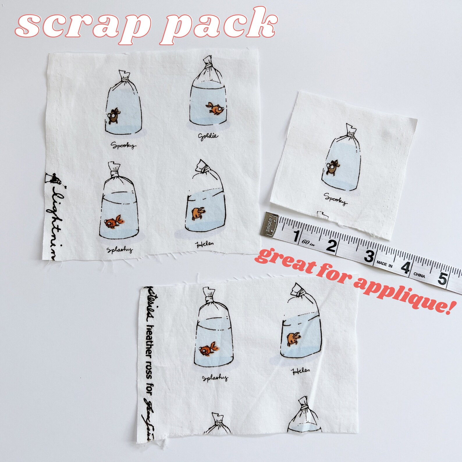 Heather Ross Goldfish in Bags Fabric From Lightning Bugs & Other ...