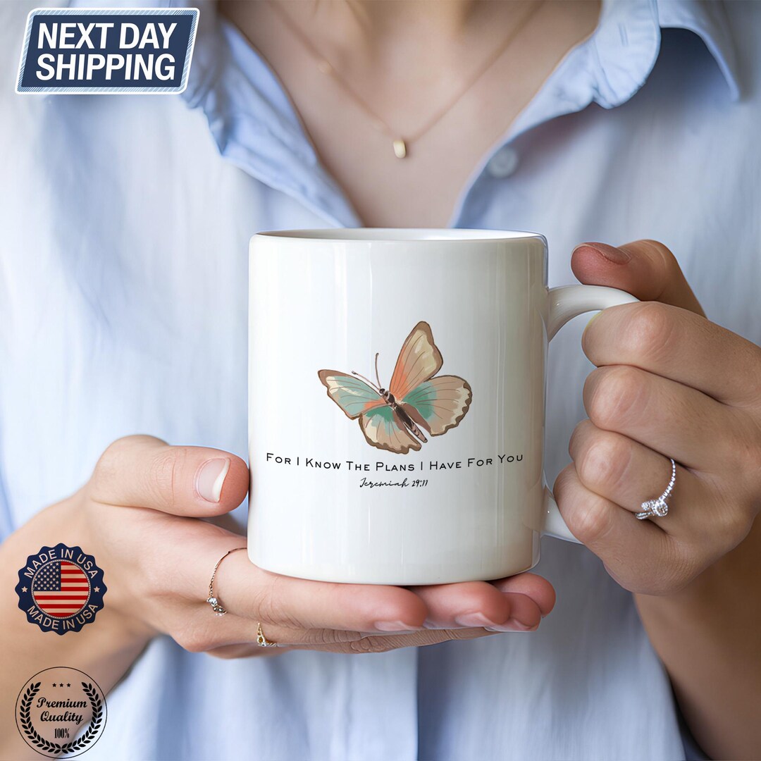 For I Know the Plans Mug, Jesus Coffee Mug, Faith Bible Verse Mug ...