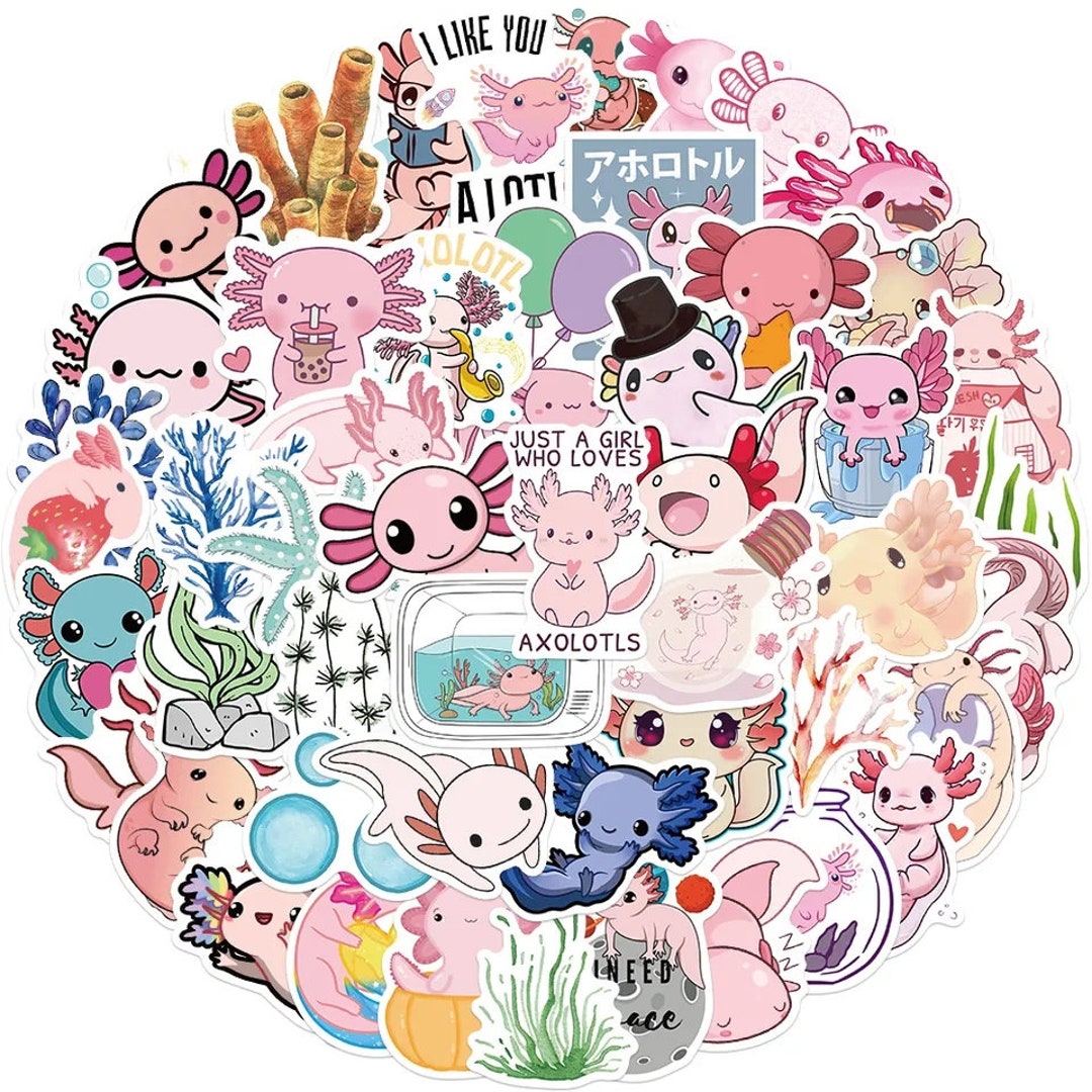 10pcs Axolotl Stickers. Wet Pets. Animals. Decals. Journals. Scrapbooks ...