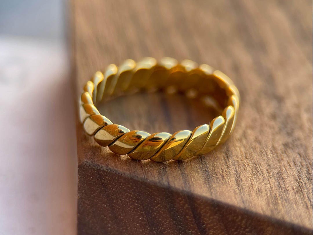 Handcrafted 18k Gold-plated Twisted Cord Ring – Braided Design, Perfect ...