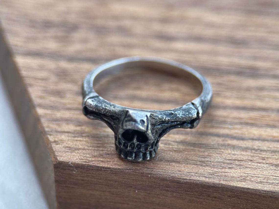 Gothic Half Skull Ring Handmade Stainless Steel Bones Ring Bold Punk ...