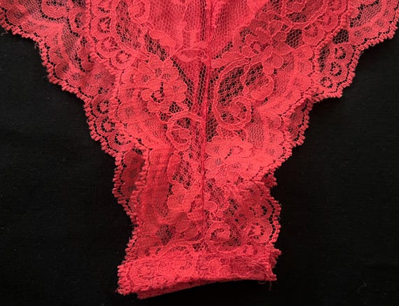 70s/Early 80s Fire Engine Red Nylon and Lace Teddy Bo… - Gem