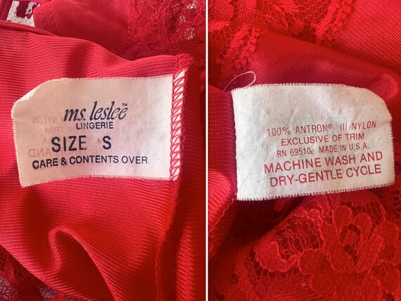 70s/Early 80s Fire Engine Red Nylon and Lace Teddy Bo… - Gem