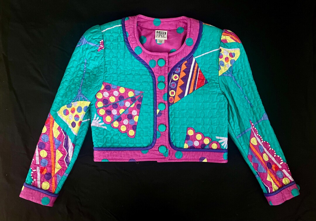 Vintage Jeanne Marc Quilted Jacket: 80s Geometric Artwear - Etsy