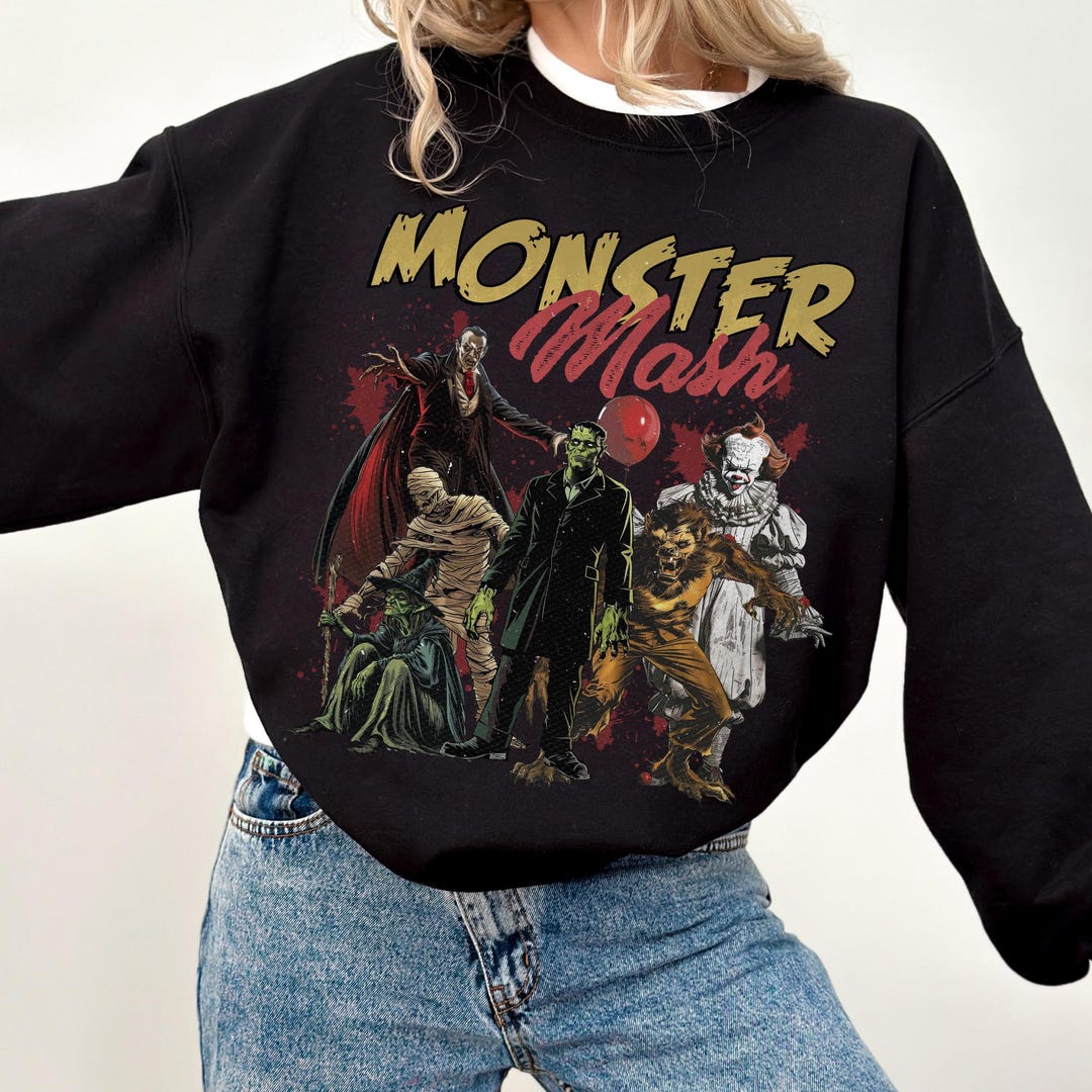 Monster Mash Halloween Graphic Sweatshirt | Retro Spooky Vintage ...