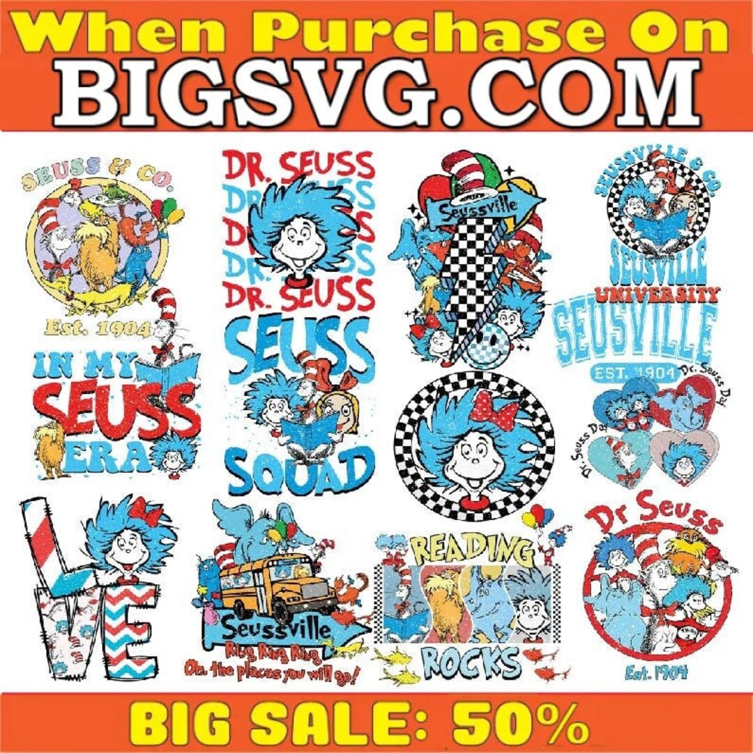 Dr. Suess Png Bundle, Dr. Suess Png, Cat in the Hat PNG, Dr. Suess Day ...
