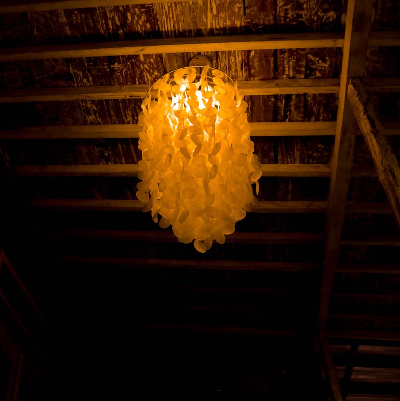 Shell Chandelier - Capiz Shell Craft - Shell Pendant Light Rounded ...