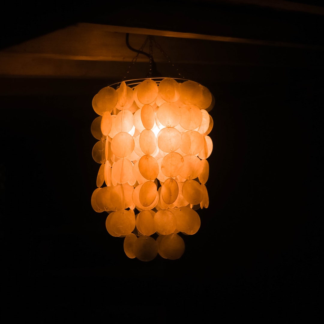 Shell Chandelier - Capiz Shell Craft - Shell Pendant Light Rounded ...