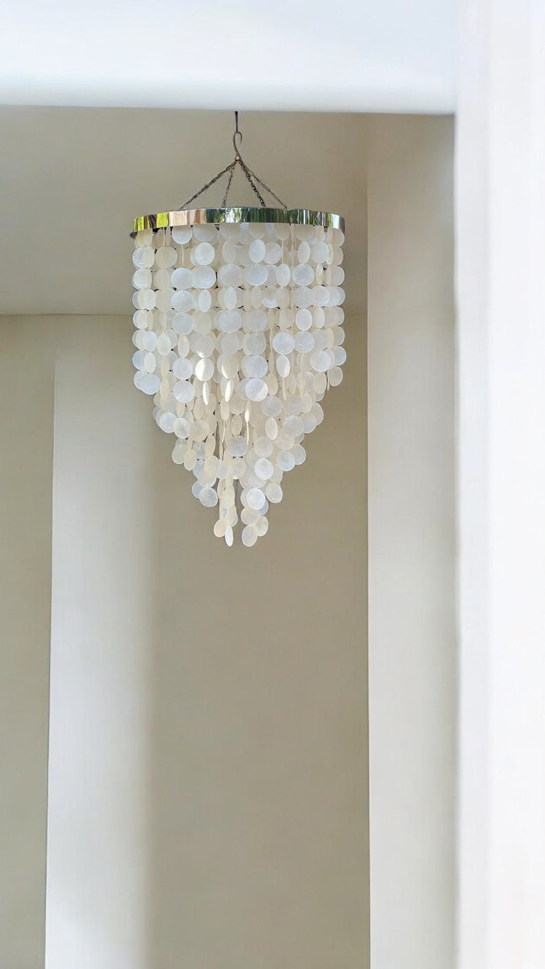 Shell Chandelier - Capiz Shell Craft - Shell Pendant Light Rounded ...