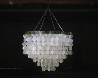 Shell Chandelier - Capiz Shell Craft - Shell Pendant Light Rounded ...