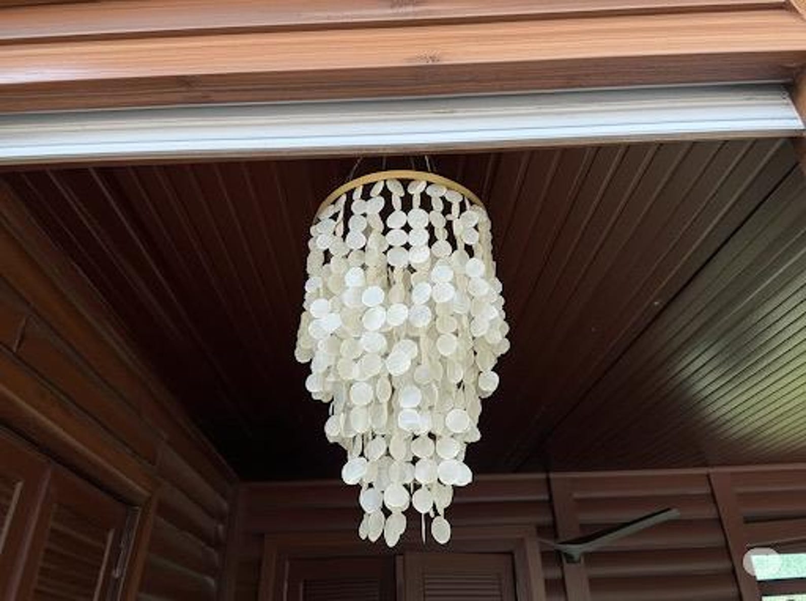 Shell Chandelier - Capiz Shell Craft - Shell Pendant Light Rounded ...