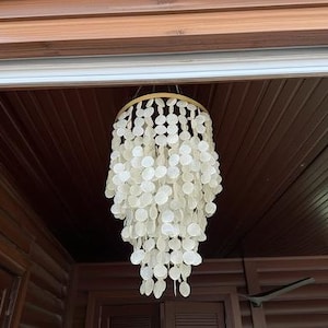Shell Chandelier - Capiz Shell Craft - Shell Pendant Light Rounded ...