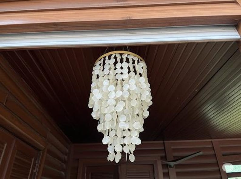 Shell Chandelier - Capiz Shell Craft - Shell Pendant Light Rounded ...
