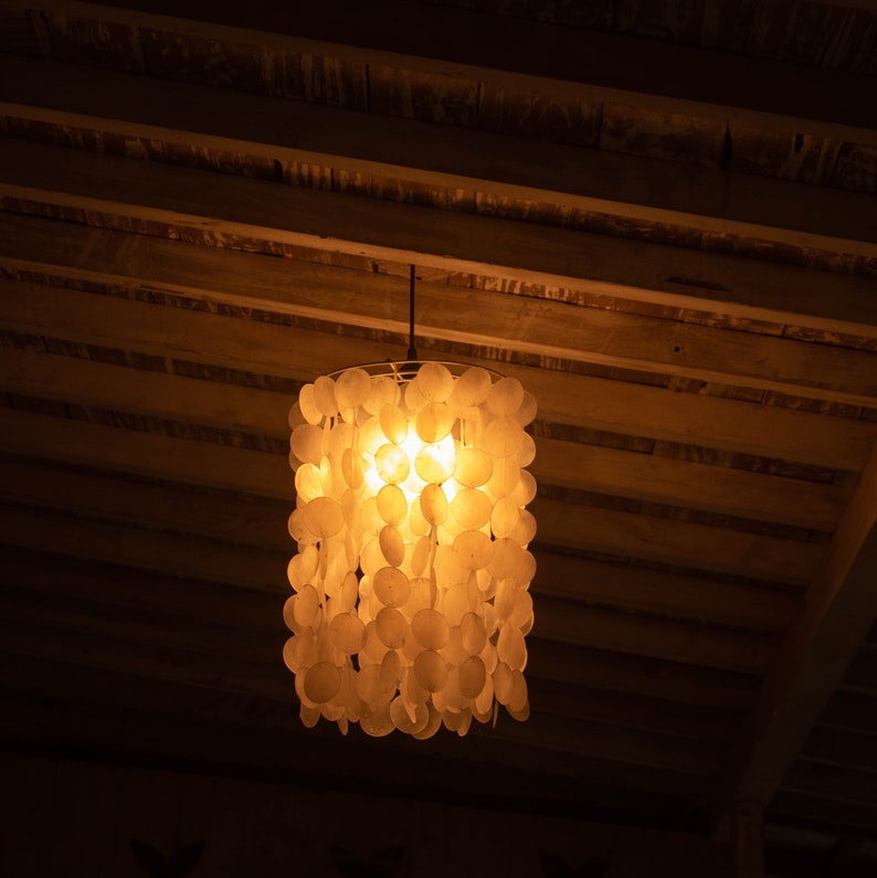Shell Chandelier - Capiz Shell Craft - Shell Pendant Light Rounded - Etsy