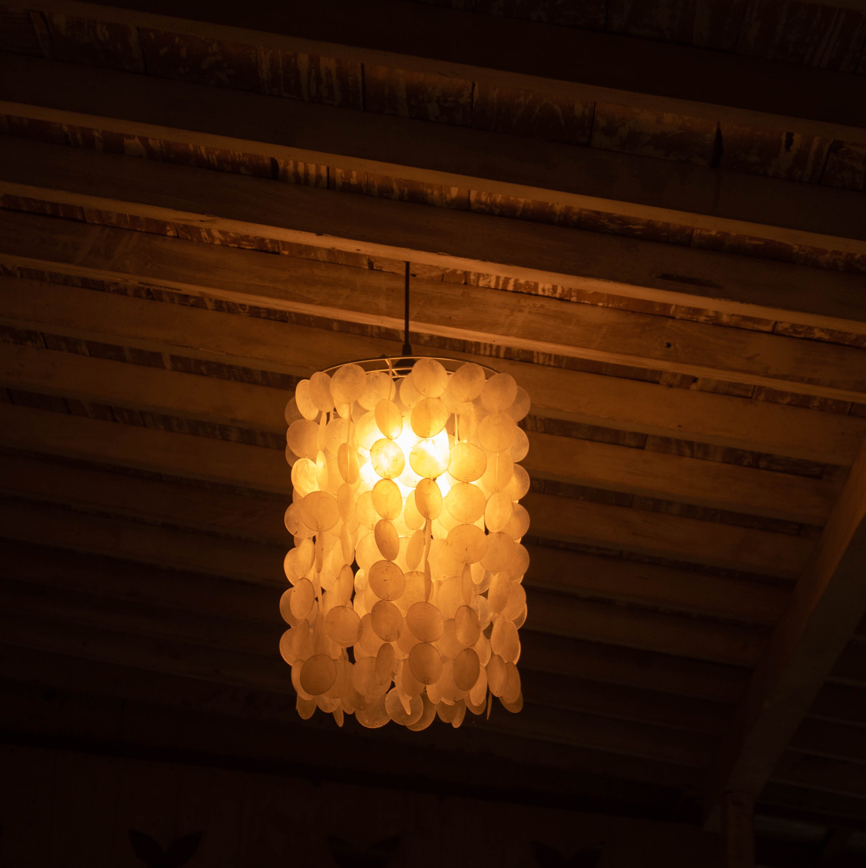 Shell Chandelier Capiz Shell Craft Shell Pendant Light Rounded - Etsy