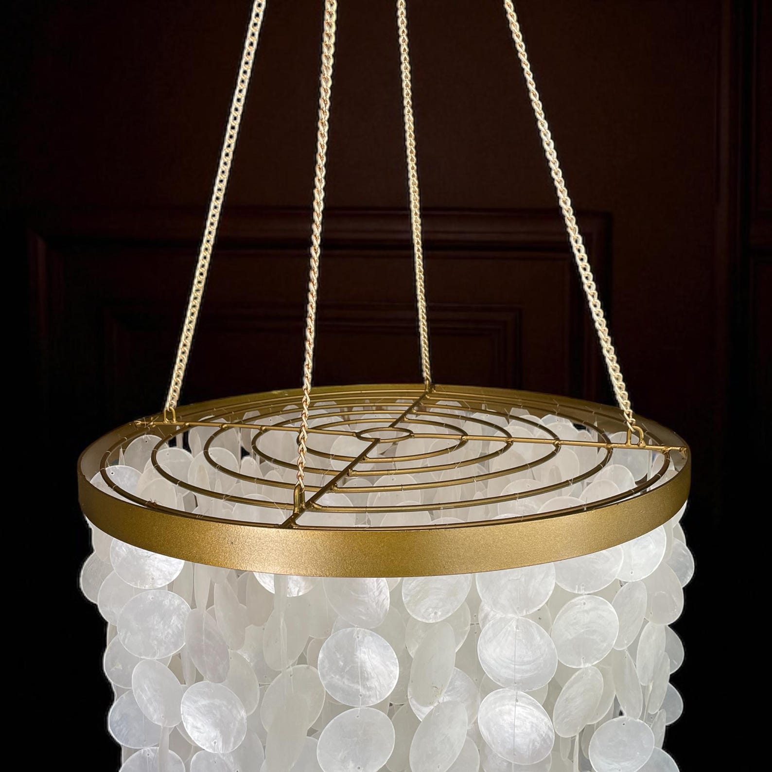 Shell Chandelier - Capiz Shell Craft - Shell Pendant Light Rounded ...
