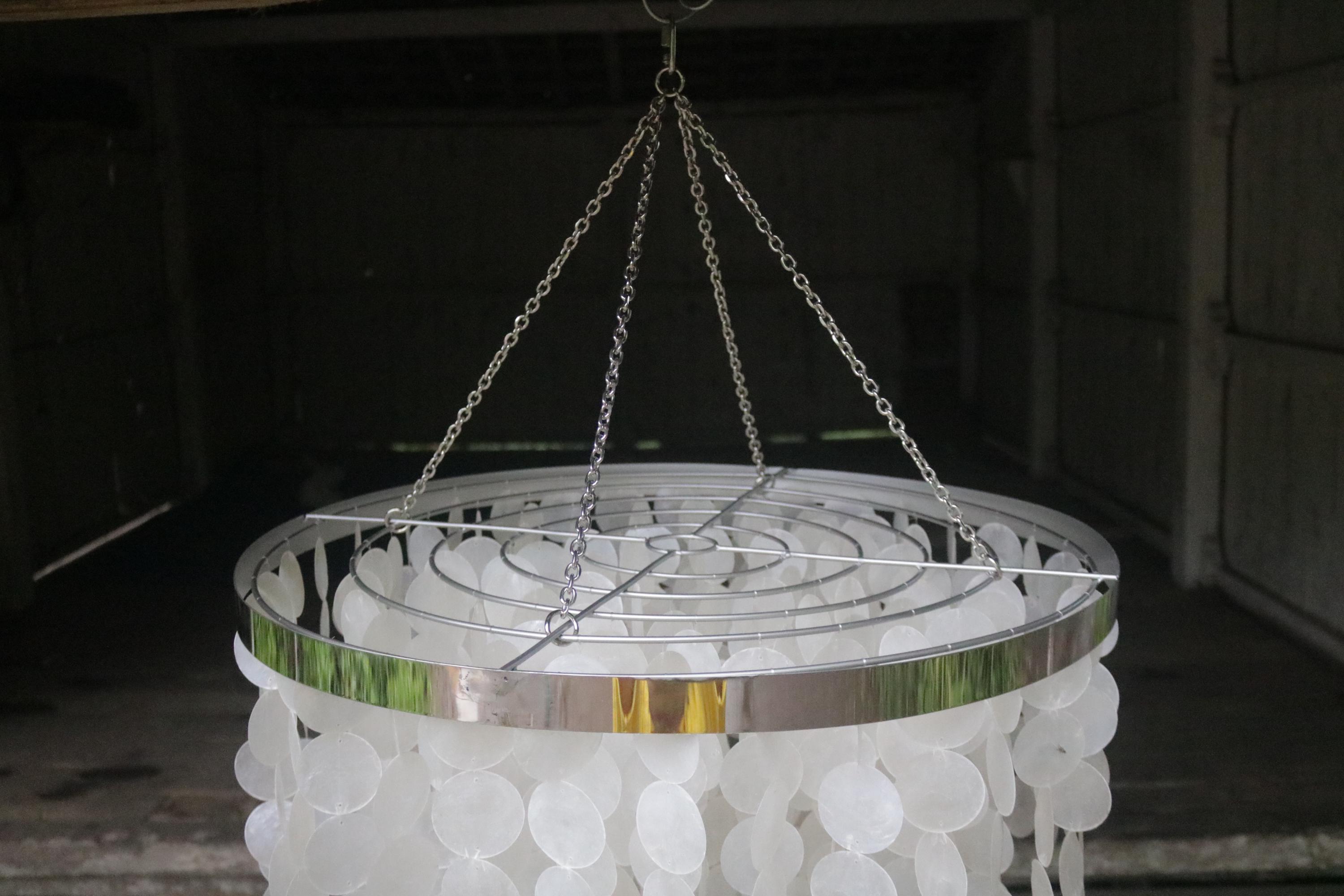 Shell Chandelier - Capiz Shell Craft - Shell Pendant Light Rounded ...