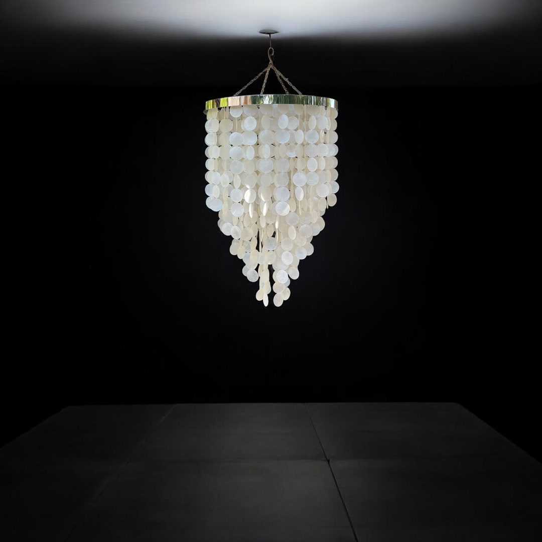 Shell Chandelier - Capiz Shell Craft - Shell Pendant Light Rounded ...