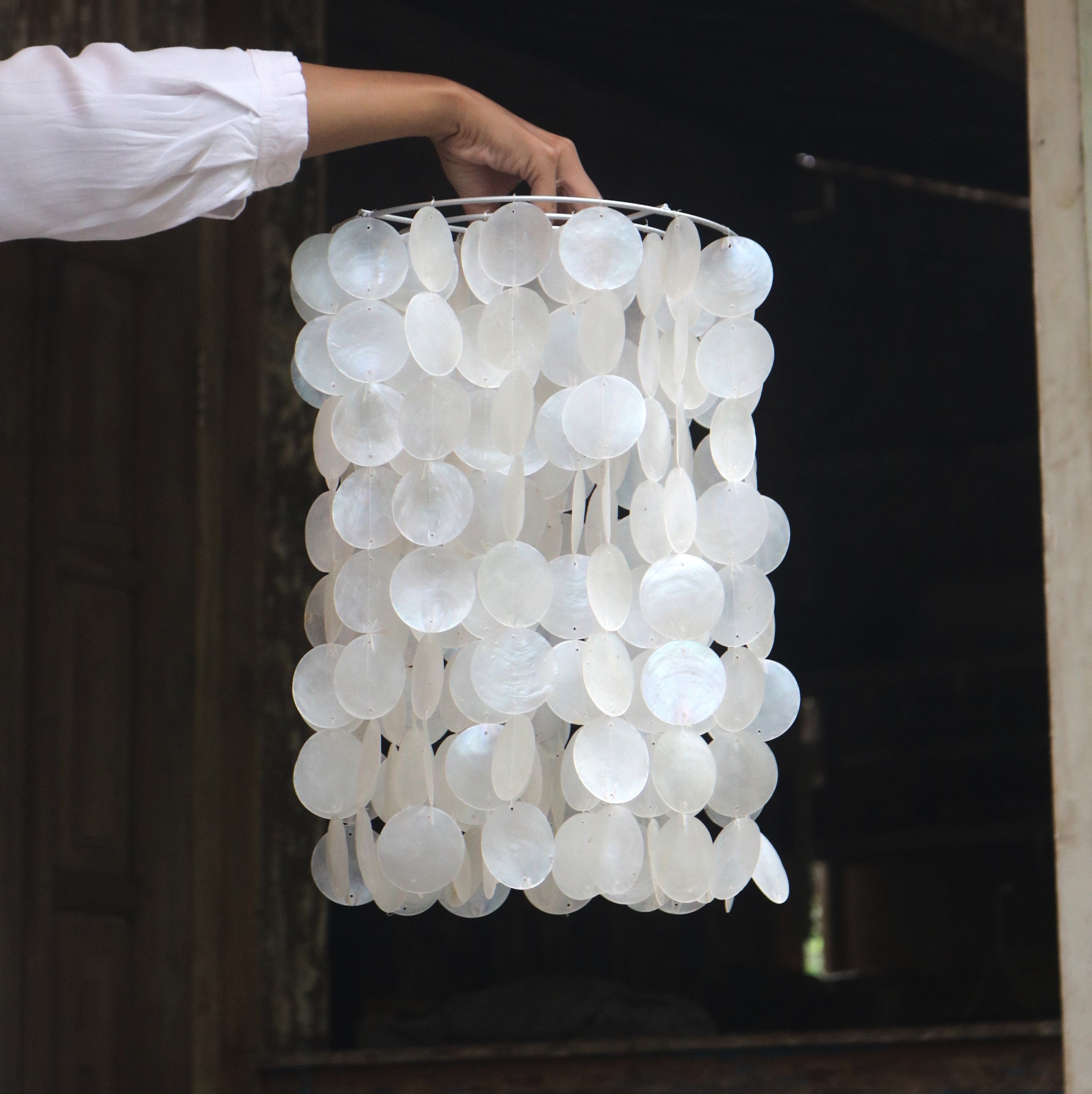 Shell Chandelier Capiz Shell Craft Shell Pendant Light Rounded - Etsy