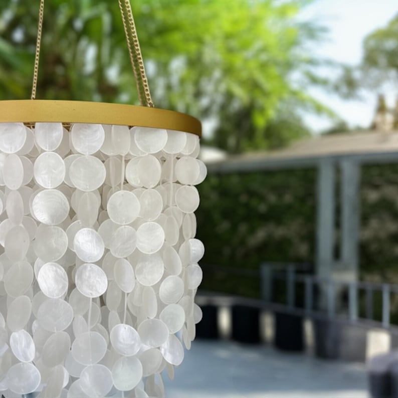 Shell Chandelier - Capiz Shell Craft - Shell Pendant Light Rounded ...