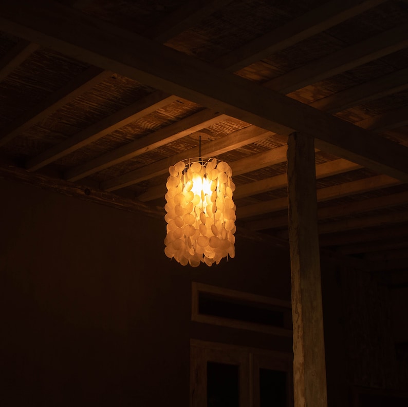 Shell Chandelier - Capiz Shell Craft - Shell Pendant Light Rounded - Etsy