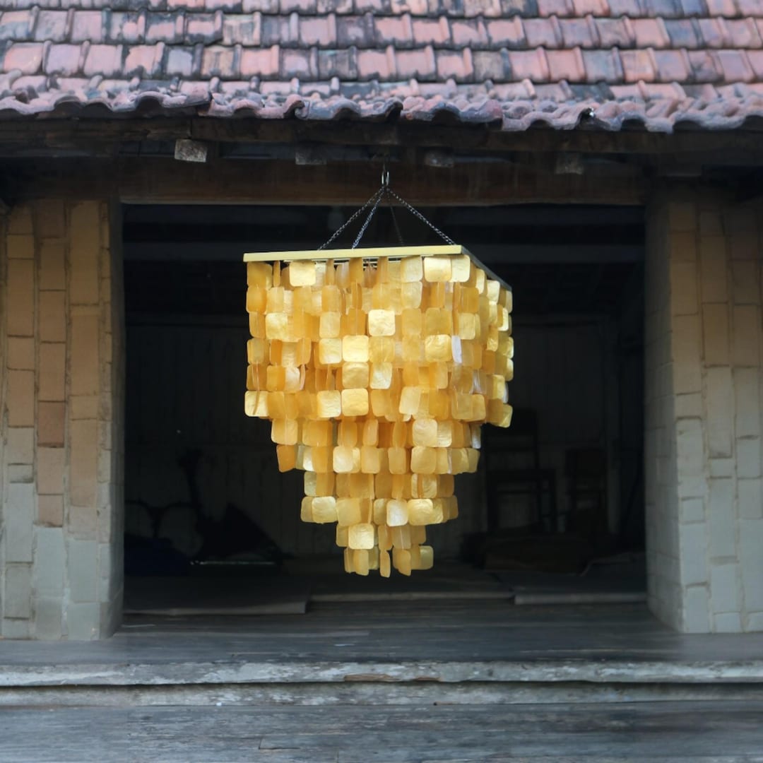 Shell Chandelier - Capiz Shell Craft - Shell Pendant Light Rectangle ...