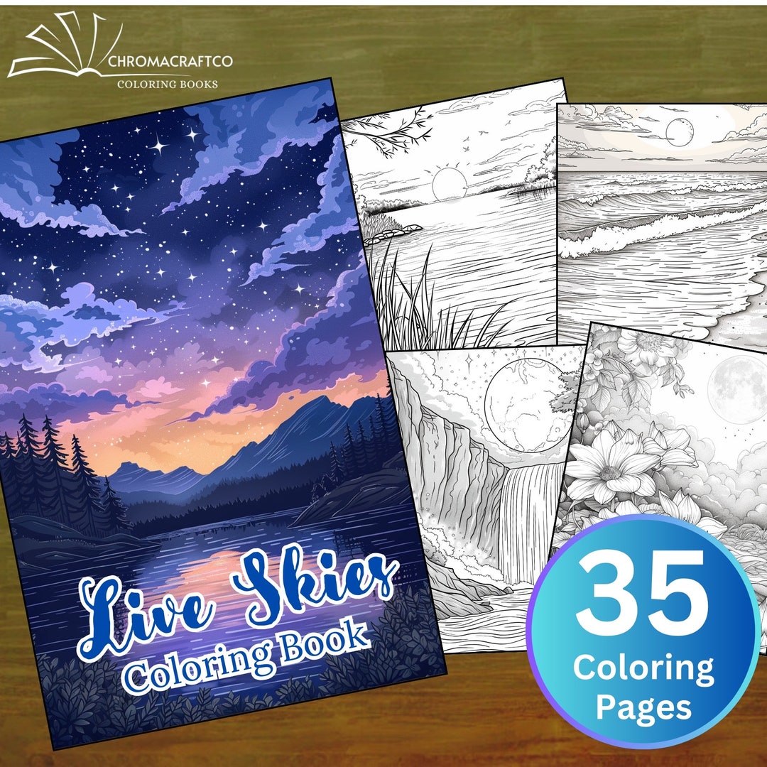 35 Beautiful Skies Coloring Book, Adults Coloring Pages, Charming Kids ...