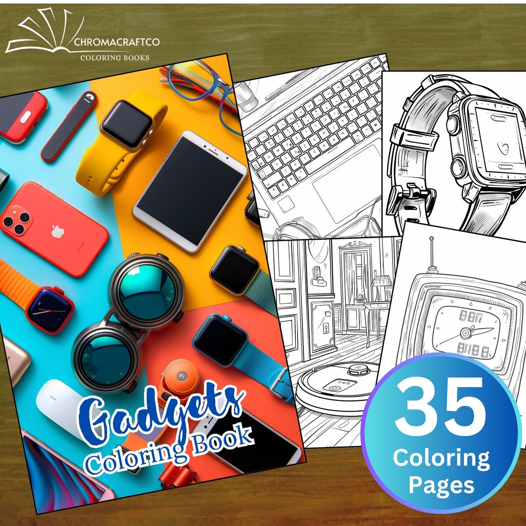 35 Gadgets Coloring Book, Adults Coloring Pages, Modern Kids Coloring ...