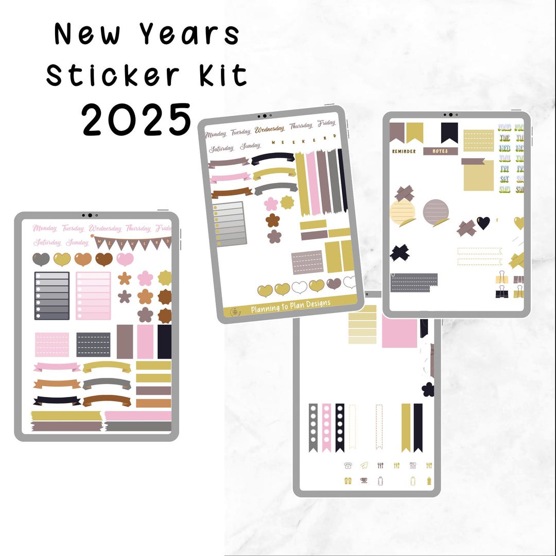 2025 New Years Sticker Kit - Etsy