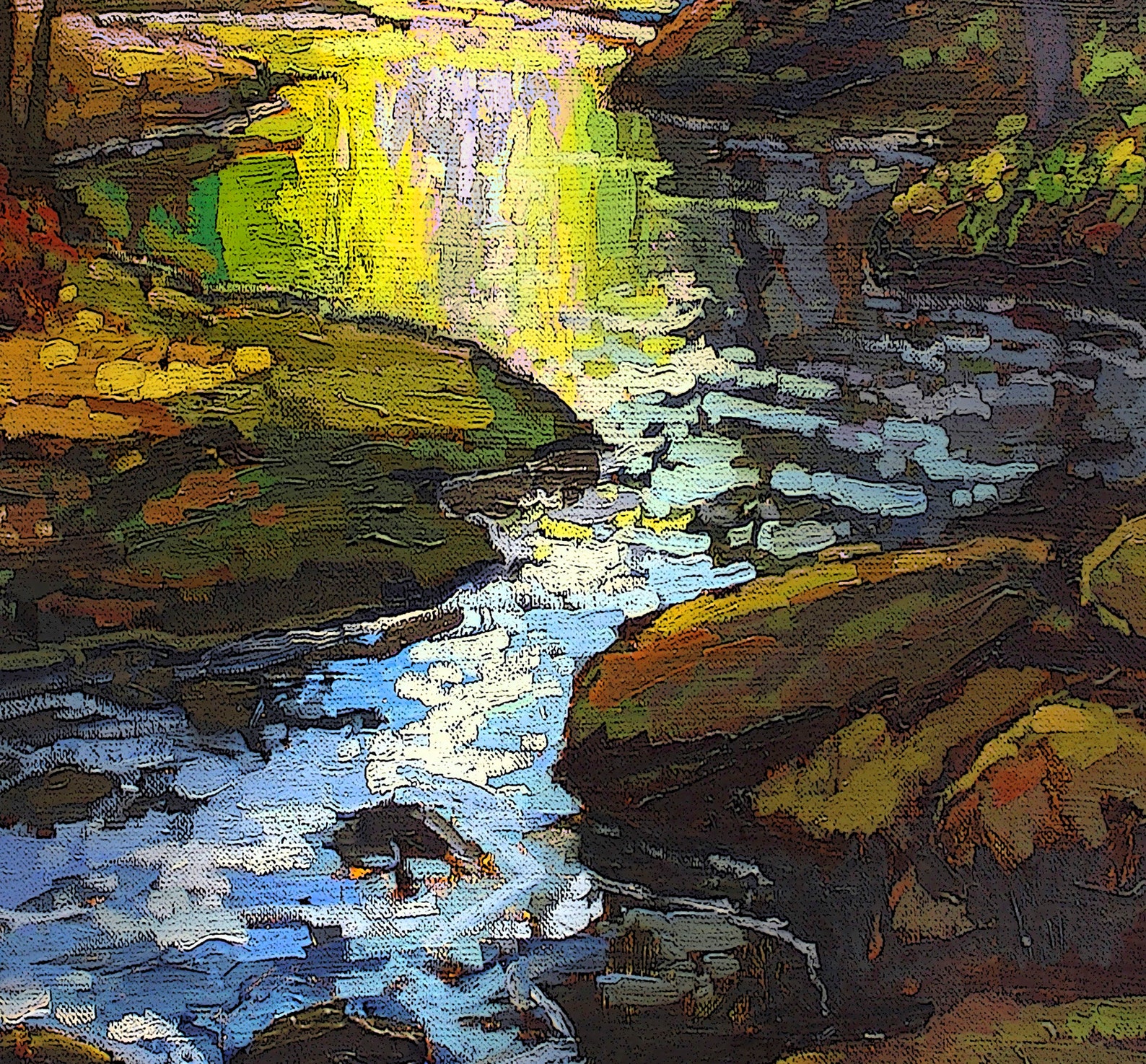 Rushing Stream - Giclee Fine Art PRINT of Original Painting Matted to ...