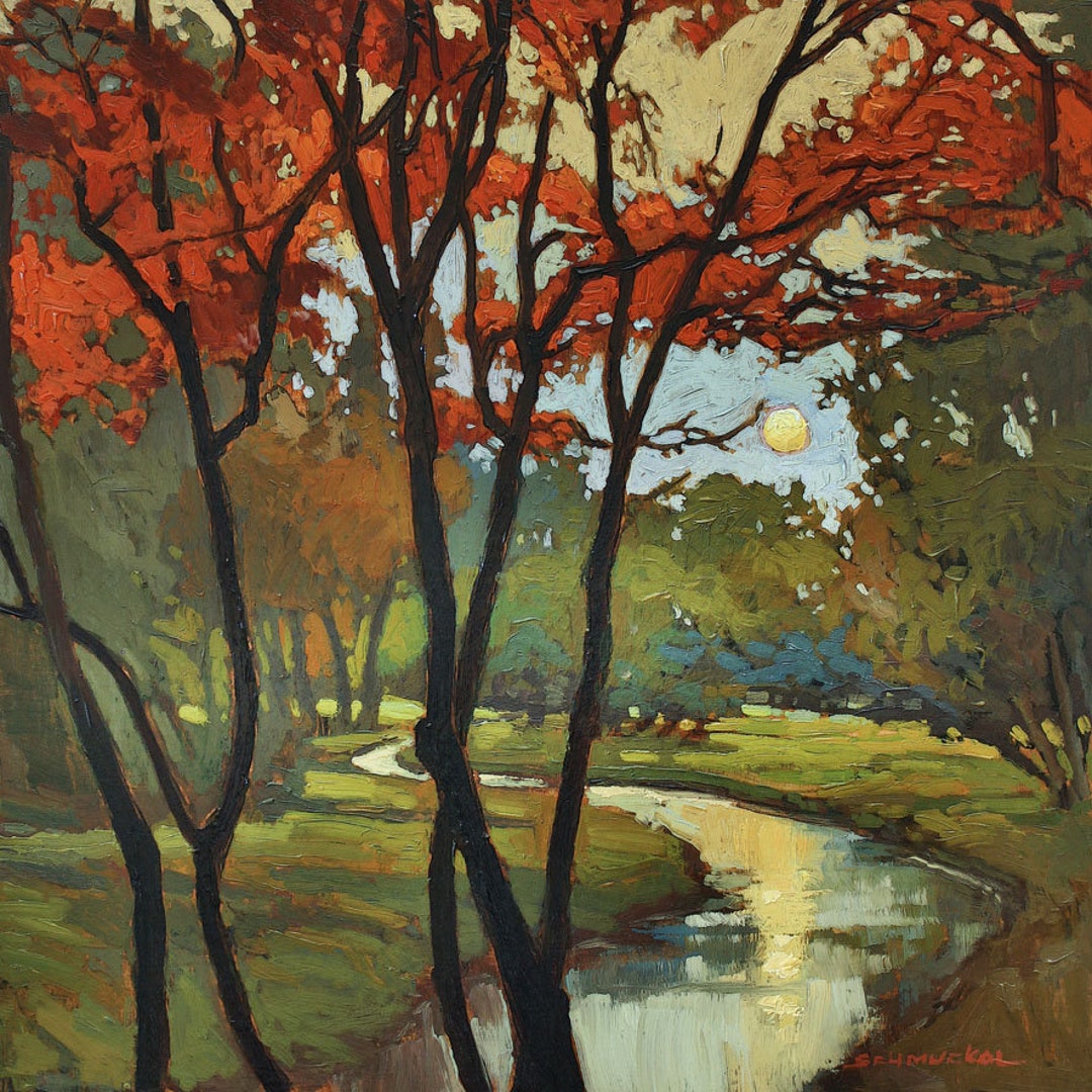 Red Maple Giclee Fine Art PRINT of Original Painting Matted to 12x12 by ...