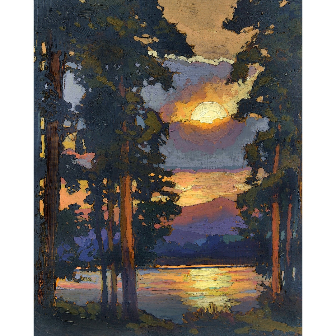 Across the Lake - Landscape Painting Print Fine Art Lake Scene Jan ...