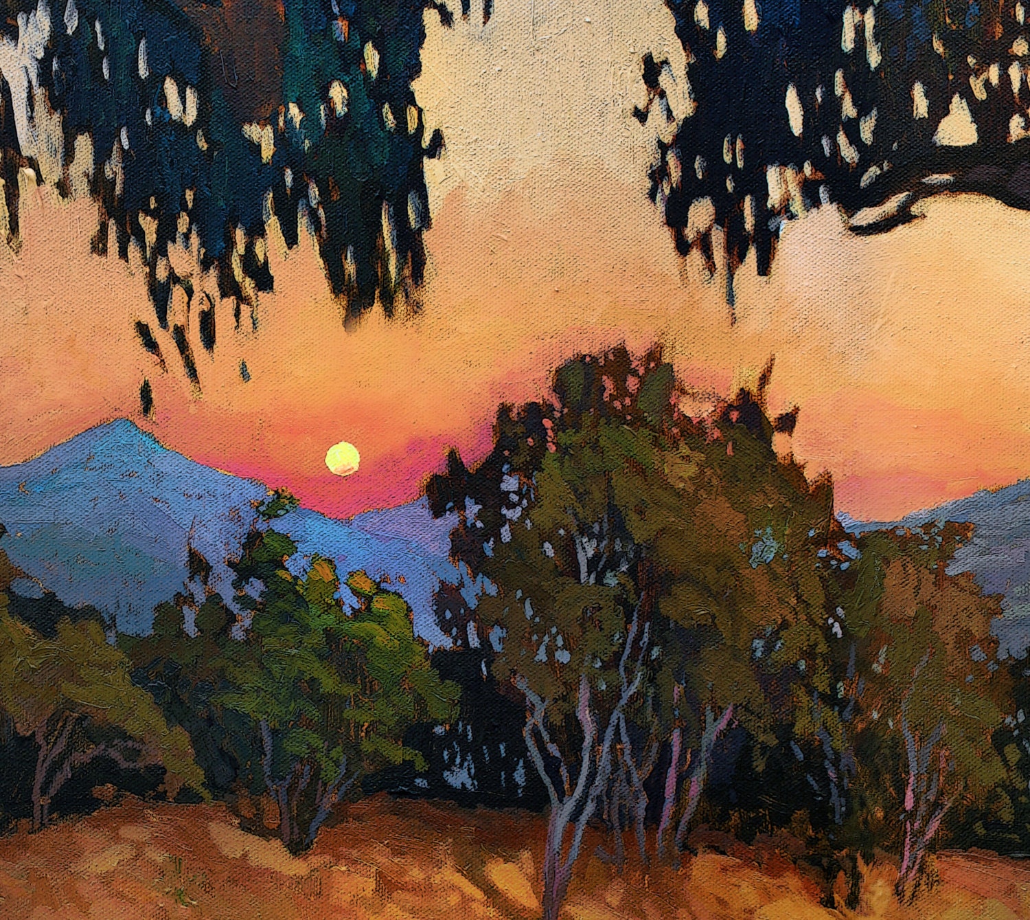 Sunset Moonrise Giclee Fine Art PRINT of Original Painting | Etsy