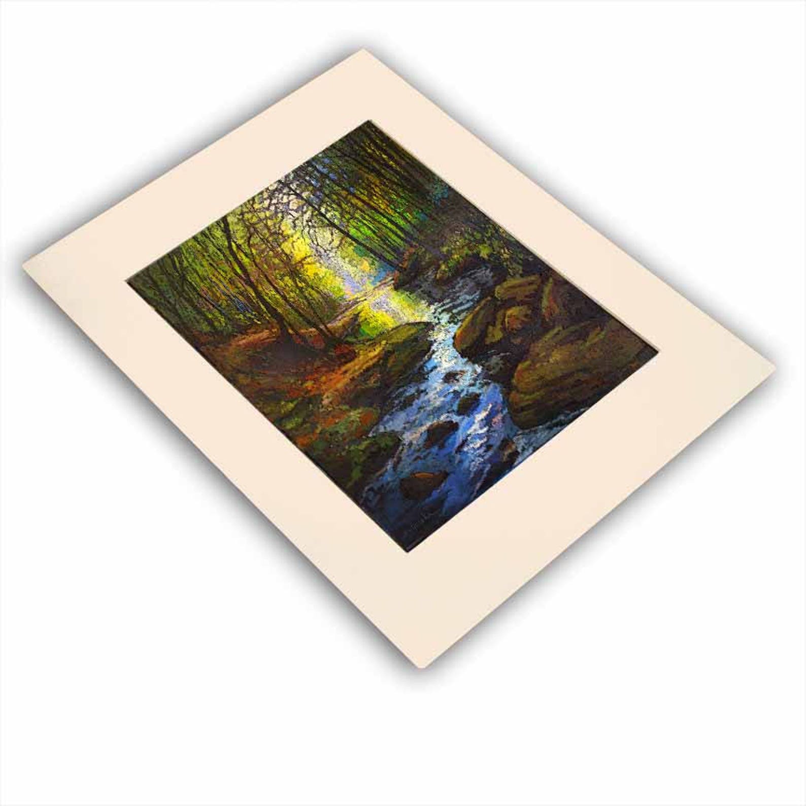 Rushing Stream - Giclee Fine Art PRINT of Original Painting Matted to ...
