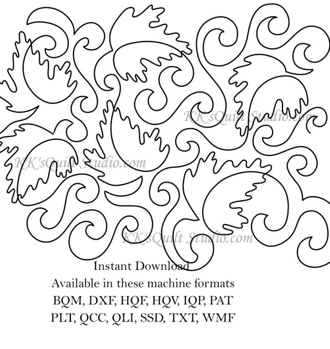 Swirling Maple Leaf Longarm Digital Quilting Pattern Edge to Edge ...