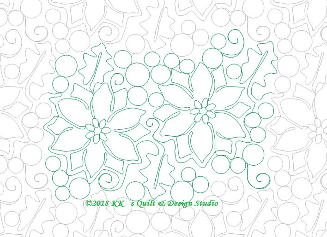 Poinsettia E2e - Longarm Digital Quilting Pattern Edge to Edge Instant ...