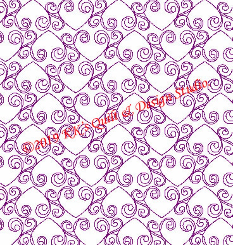 Hearts Scroll E2e Longarm Digital Quilting Pattern Edge to - Etsy