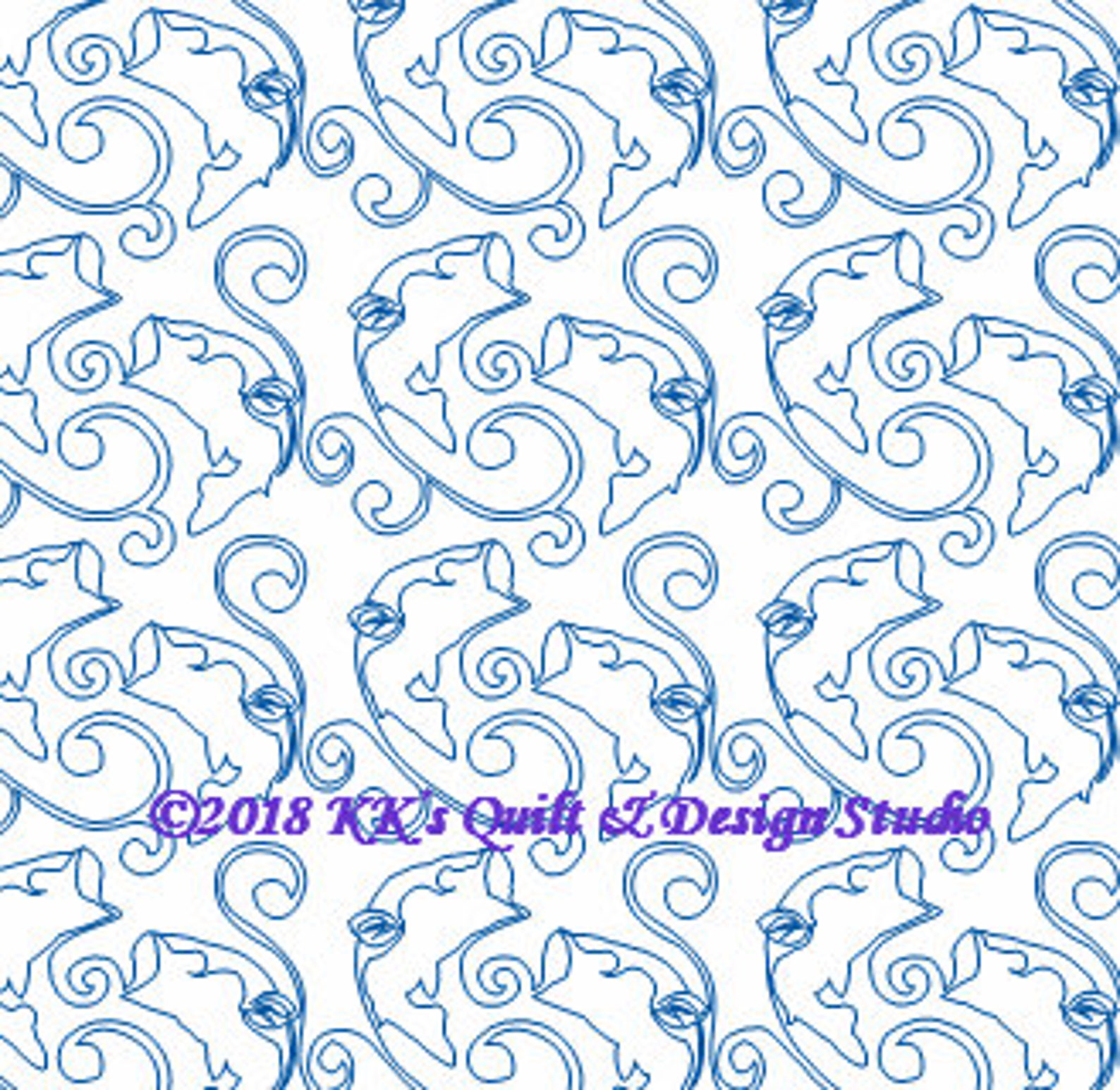 Bass Fishing E2e - Longarm Digital Quilting Pattern Edge to Edge ...